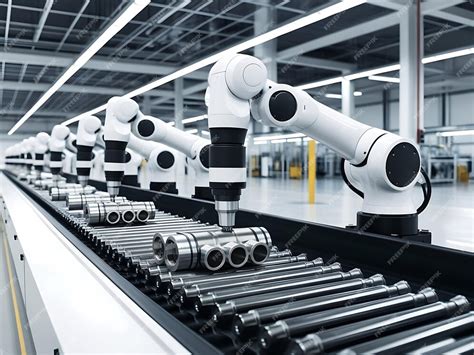 Robotic Arms At Modern Automated Factory Assembly Line Industrial Automation Premium Ai