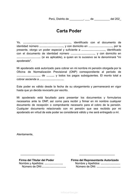 Carta Poder Para Cobrar Pensión Onp Online Word Pdf