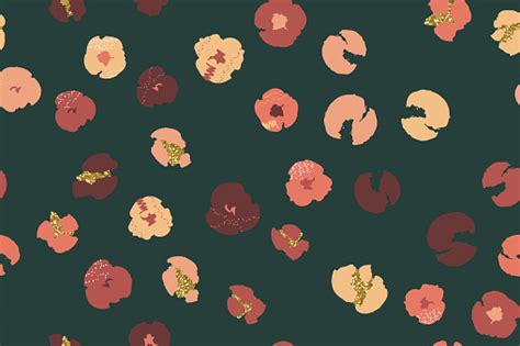 골드 반짝이 꽃 보편적인 자유형 꽃 원활한 패턴을 그림 배경 카드 배너 포스터 표지 초대장 패브릭 헤더 또는 브로셔 용 그래픽 디자인 가리기에 대한 스톡 벡터 아트 및 기타