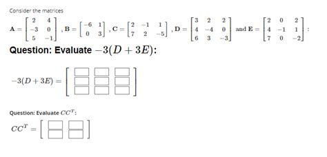Solved Consider The Matrices Chegg Com