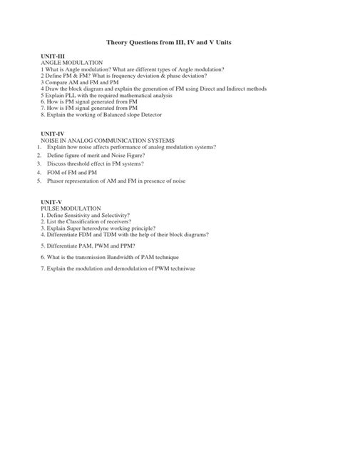 Theory Questions From Analog Communication Pdf