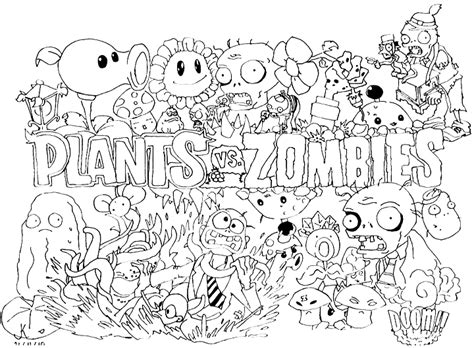 Dibujo gratis de Plants vs Zombie para imprimir y colorear Páginas de