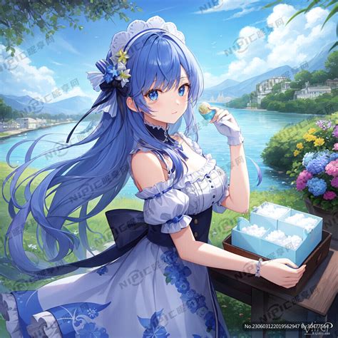 Ai创作图女孩 卖冰粉 卡通 昵图网