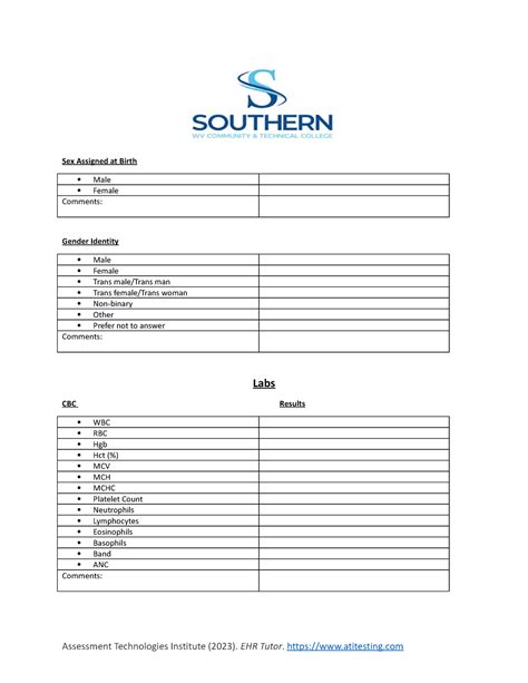 Assessment Flowsheet Ehr Peds Final Sex Assigned At Birth Male Female