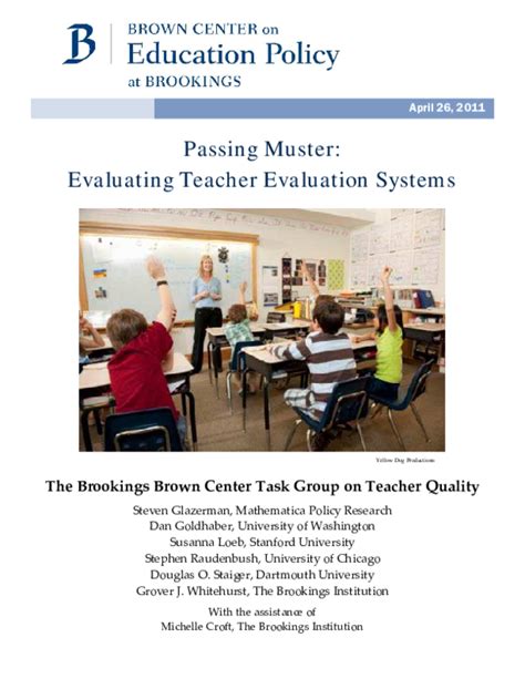 Pdf Passing Muster Evaluating Teacher Evaluation Systems