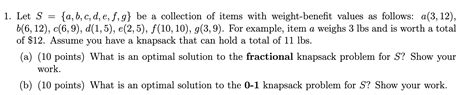 Solved 1 Let S A B C D E F G Be A Collection Of Items Chegg