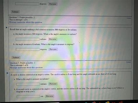 Solved Degrees Preview Submit Question 2 Points Possible 2 This Is Attempt 1 Of 6 Message