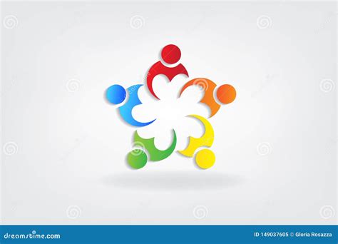 Logo Teamwork Love Heart People Icon Vector Stock Vector Illustration