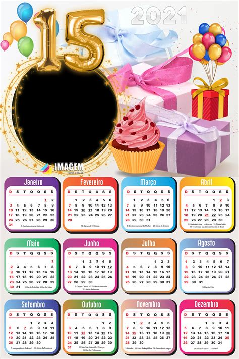 Moldura Png Calendário 2021 De 15 Anos Imagem Legal
