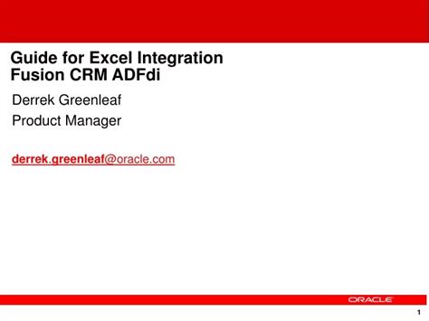 PPT Guide For Excel Integration Fusion CRM ADFdi PowerPoint