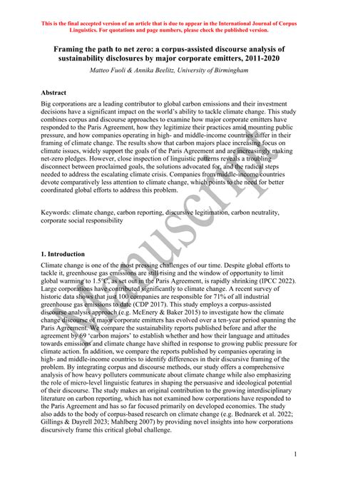 Pdf Framing The Path To Net Zero A Corpus Assisted Discourse