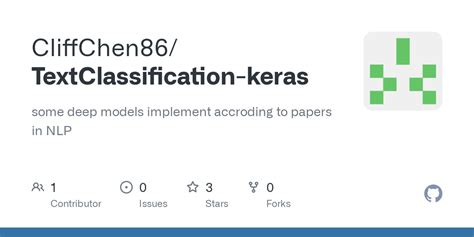 GitHub CliffChen TextClassification Keras Some Deep Models Implement Accroding To Papers In NLP