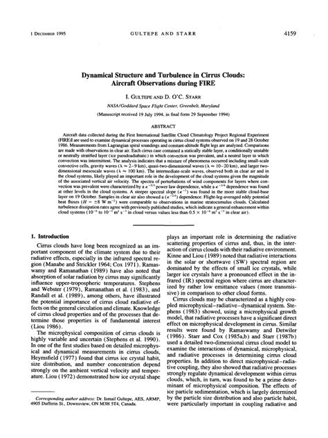 Pdf Dynamic And Microphysical Characteristics Of Cirrus Clouds As
