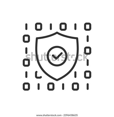 Cybersecurity Linear Icon Protection Security Information Stock Vector