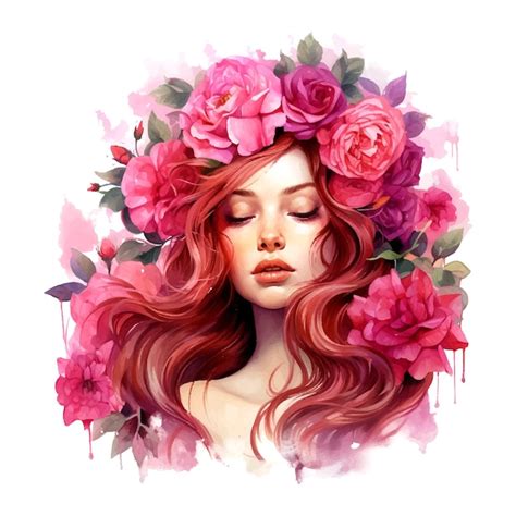 Premium Vector Beautiful Woman With Flowers In Her Hair And A Wreath