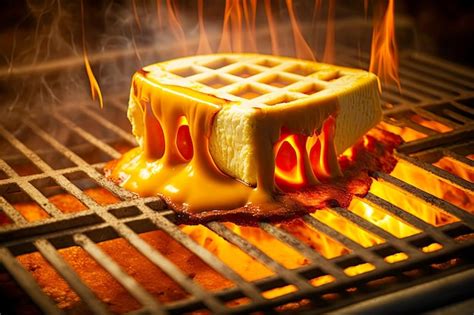 Premium Photo Melting Cheese On Grill With Even Layer Of Fire On