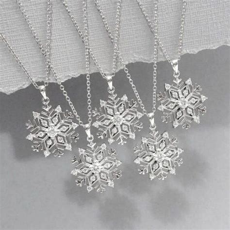 Snowflake Bridesmaid Necklace Sterling Silver Snowflake Necklace