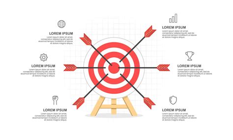 Target With Six Arrows Planning Or Target Business And Marketing Infographic Template Vector