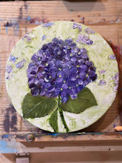 Hydrangea Flower Painting Original Art Impasto Oil Painting Floral