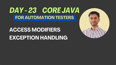 Day 23 Access Modifiers Exception Handling Core Java For