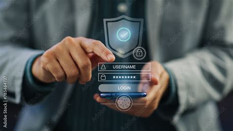 Concept Of Cyber Crime And Cyber Security Alert Warning Hand Using