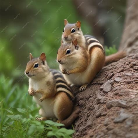 Premium Photo Two Squirrels Are Sitting In A Tree And One Has A Striped Tail