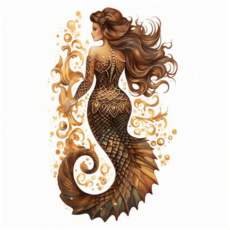 Linda sereia cauda e barbatanas brilhantes clipart preto gótico em aquarela Foto Premium