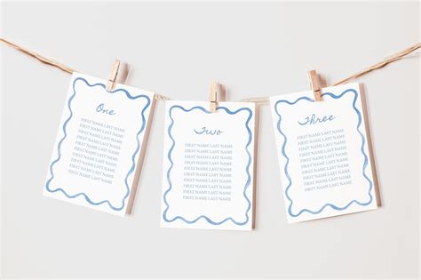 Seating Chart Cards Editable Table Assignment Sign Light Blue