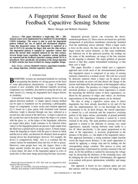 A Fingerprint Sensor Based On The Feedback Capacitive Sensing Scheme