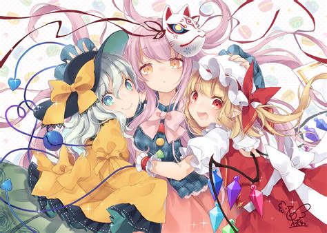 Flandre Scarlet Komeiji Koishi And Hata No Kokoro Touhou Drawn By