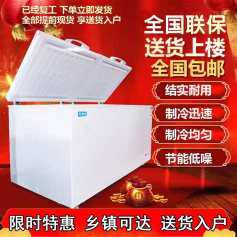 卧式单温铜管冷柜冰柜商用大容量双门静音节能冻肉柜冷冻冷藏家用 虎窝淘