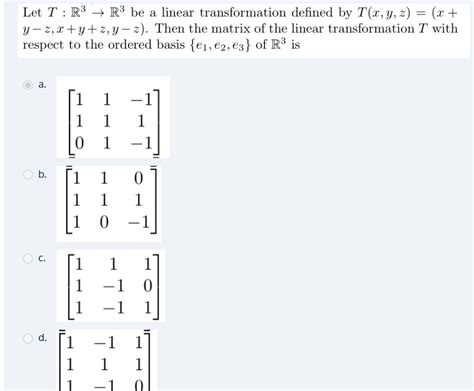 Let T R3 R3 be a linear transformation | StudyX