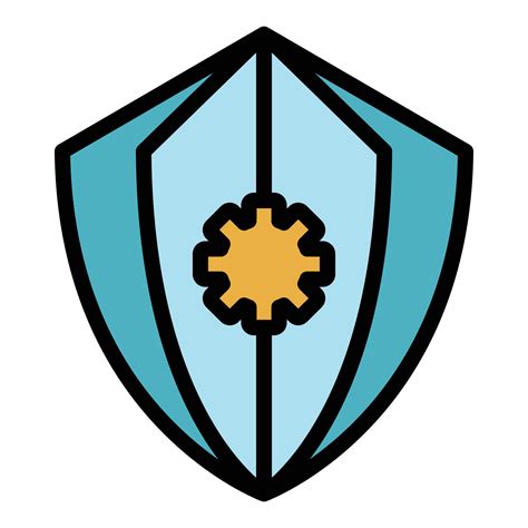 Secured Gear Control Icon Color Outline Vector 15121582 Vector Art At