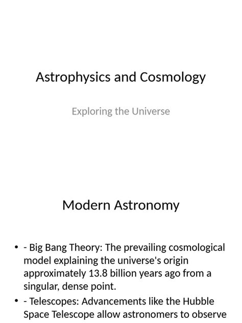 Astrophysics Cosmology Presentation Pdf