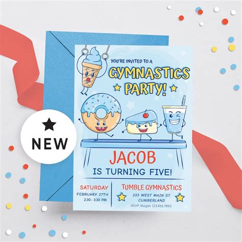 Editable Invitation Gymnastics Party Digital Download Gymnastics