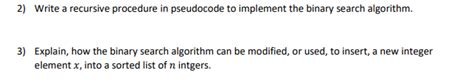 Solved 2 Write A Recursive Procedure In Pseudocode To
