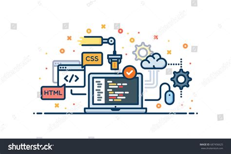 Coding Vector Illustration Stock Vector Royalty Free 687456625 Shutterstock