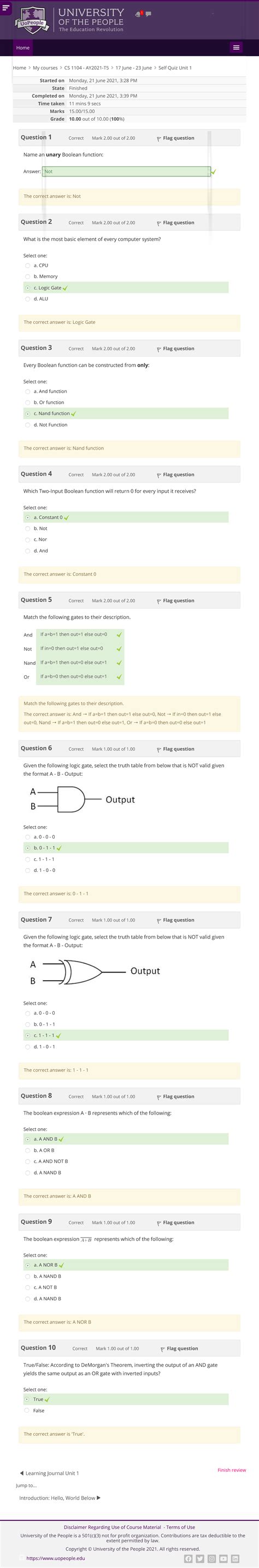 self quiz unit 1 attempt review home finish review started on monday