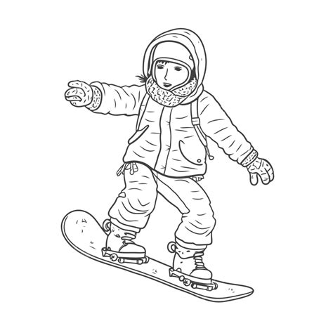 어린 소녀 스노우 보드 색칠 페이지 개요 스케치 드로잉 벡터 스노우보더 그리기 스노우 보더 개요 스노우 보더 스케치 Png 일러스트 및 벡터 에 대한 무료 다운로드