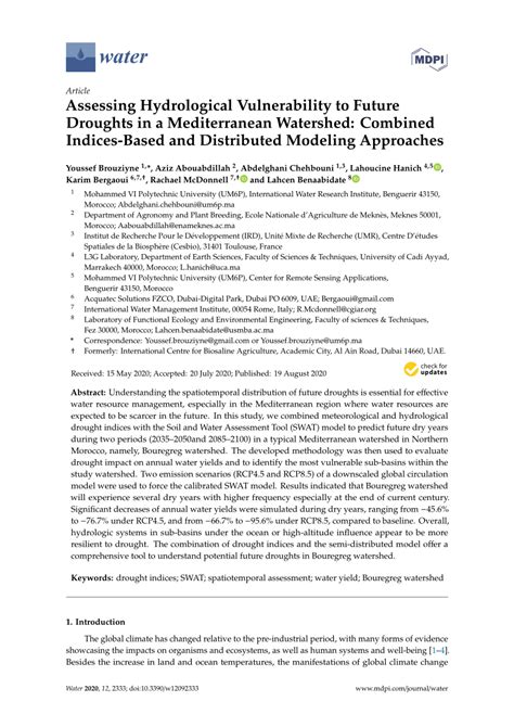 pdf assessing hydrological vulnerability to future droughts in a