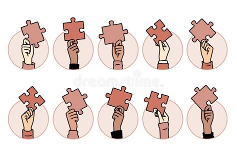 Hands Holding Colorful Puzzle Pieces Symbolizing Collaboration Community And Creativity Stock