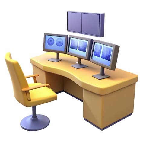 A Computer Desk With A Chair And Computer Monitor On It Premium Ai