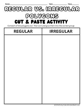Regular Vs Irregular Polygons Cut Paste By Middle Math Lab TPT