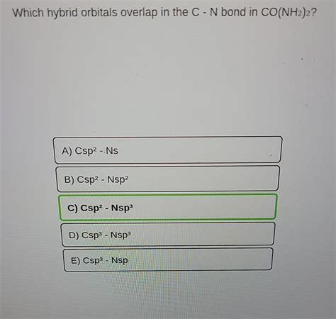 Solved Which Hybrid Orbitals Overlap In The C N Bond In