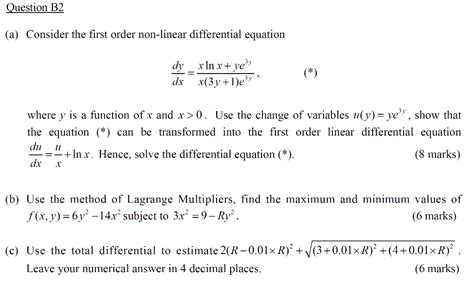 Solved Question B2 A Consider The First Order Non Linear