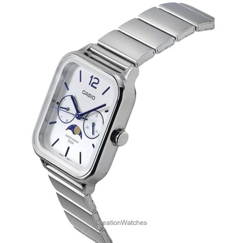Casio Standard Analog Moon Phase Silver Dial Quartz Mtp M305d 7a Mens
