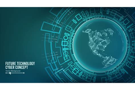 Futuristic Technology Connection Structure Vector Abstract Cyberspace
