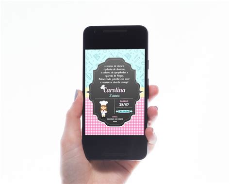 Convite Digital Mini Chef Confeiteira Elo7 Produtos Especiais