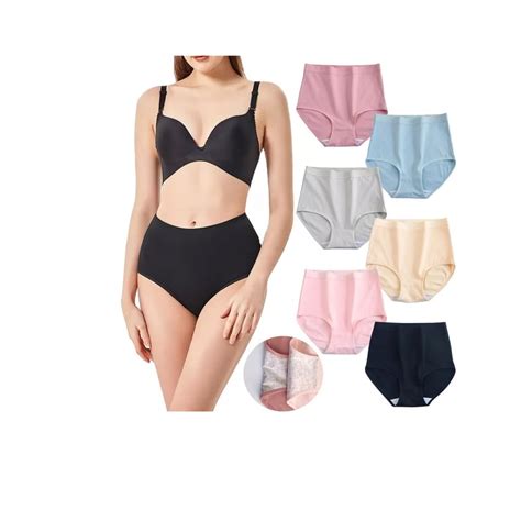 EVERSO Pack6 Calzones Algodón Mujer Tiro Alto Señora Colores