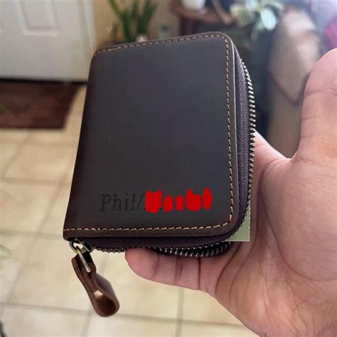 Personalized Fathers Day T Wallets Full Grain Leather Billfold